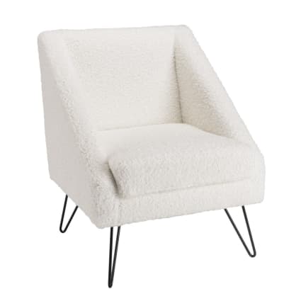Sill¢n de tela bouclette blanca y patas de metal negro Albane | Maisons ...