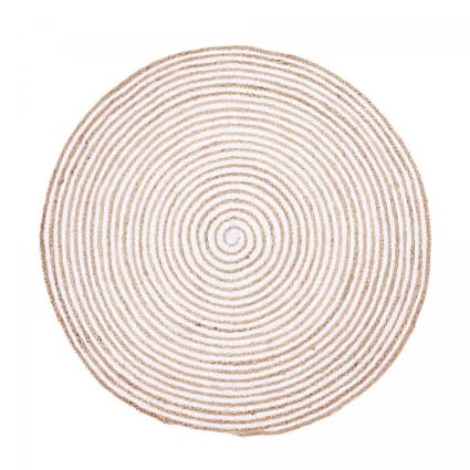 Tapis rond tissé main en jute idéal pour un salon, blanc ø150cm ...