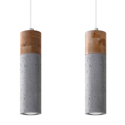 Suspension Béton Gris/Bois Naturel GU10 2 Zane Zane | Maisons du Monde