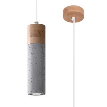 Suspension Béton Gris/Bois Naturel GU10 1 Zane Zane | Maisons du Monde