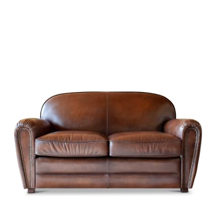 Divano a 2 posti in pelle marrone scuro English coffee | Maisons du Monde