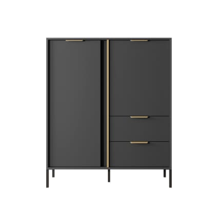 Commode effet bois Noir et Doré LARS | Maisons du Monde