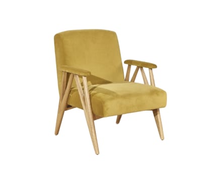 Sessel aus Gummibaumholz und Samt Mustard Yellow Willy | Maisons du Monde