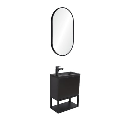 Ensemble lave-mains métal et bois avec miroir ovale Nova | Maisons du Monde
