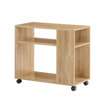 Beistelltisch mit Ablagen auf Rollen Wohnzimmer Holz Natur | Maisons du ...