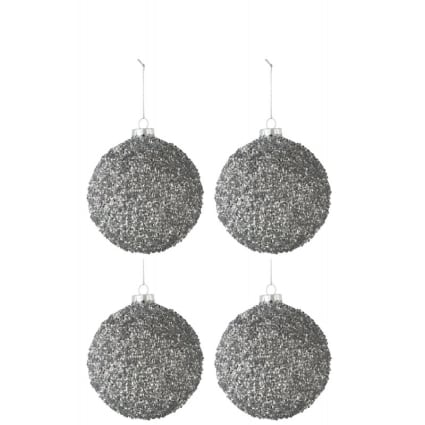 Scatola di 4 ornamenti natalizi in vetro grigio 10x10x10 cm | Maisons ...