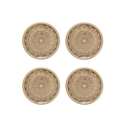 lot de 4 porte-bougies soucoupes en céramique beige d11 Doily | Maisons ...