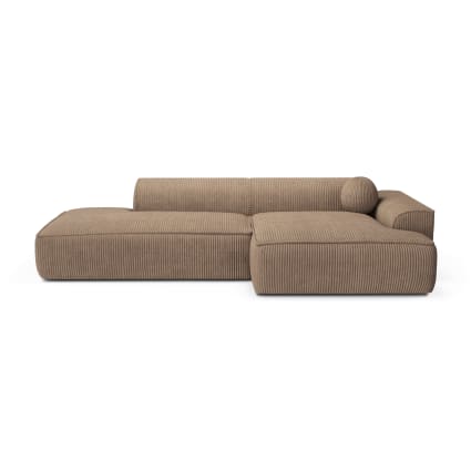 Divano ad angolo 4 posti velluto a coste taupe Ania | Maisons du Monde