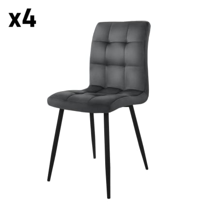 4x Sillas de comedor color antracita con respaldo tapizado terciopelo ...