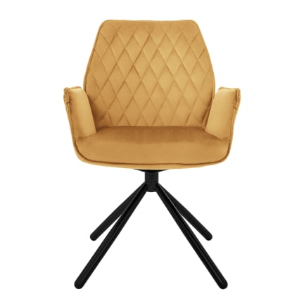 Silla de comedor amarillo tapizado con respaldo y apoyabrazos | Maisons ...