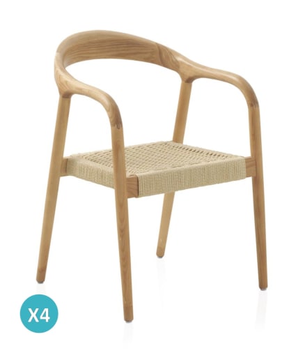 4er-Set Sessel aus Eschenholz mit Sitzfläche aus Stoff | Maisons du Monde