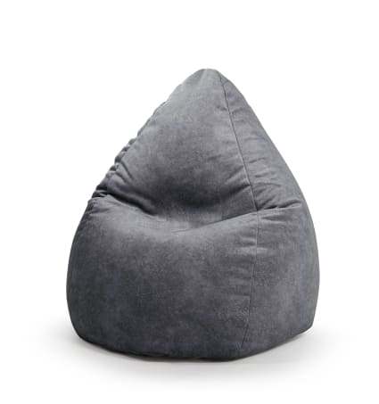 Pouf poire aspect cuir vielli gris 80x130 cm Karolina | Maisons du Monde