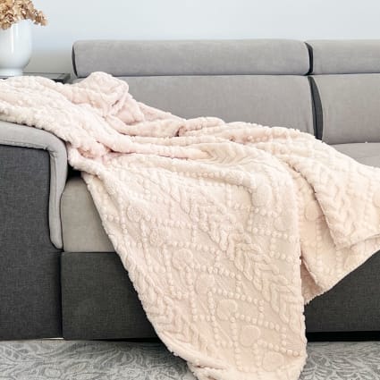 Manta grande polar coralina beige corazón en relieve 160x220 cm Sherpa ...