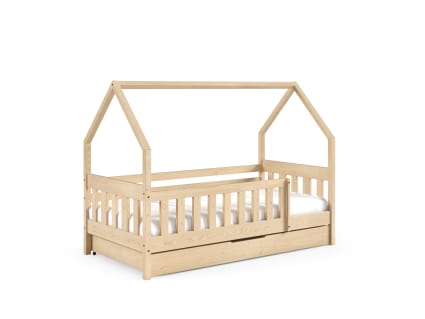 Lit cabane en pin massif coloris beige 80x190 Lena | Maisons du Monde