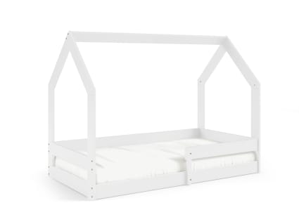 Lit cabane en pin massif coloris blanc 80x160 Pola | Maisons du Monde