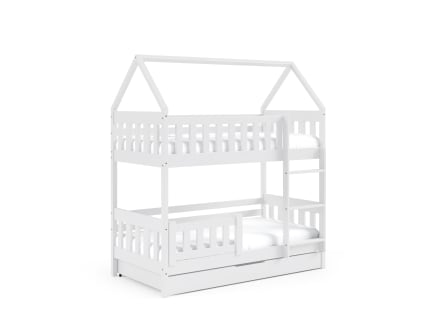 Lit cabane en pin massif coloris blanc 80x160 Zuzia | Maisons du Monde