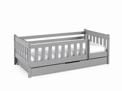 Lit simple enfant en pin massif coloris gris 80x160 Nadia | Maisons du ...