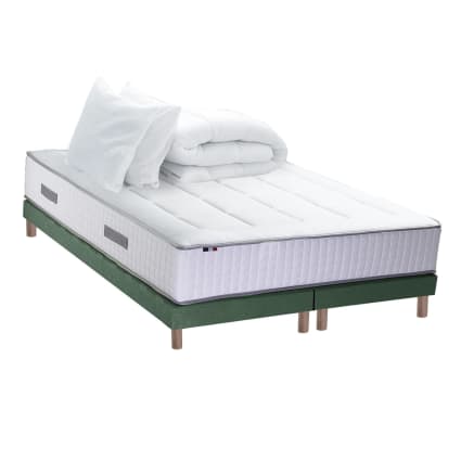 Matelas mémoire de forme sommier couette oreillers bleu 140x190 ...