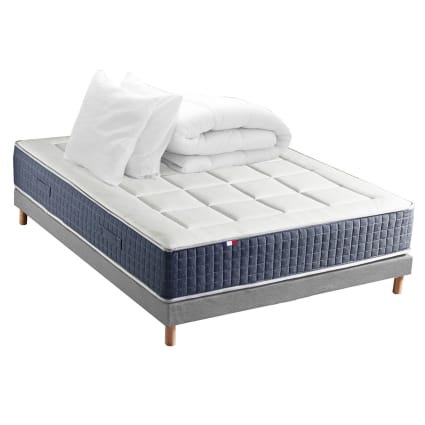 Matelas mémoire de forme sommier couette oreiller gris 160 x 200 ...