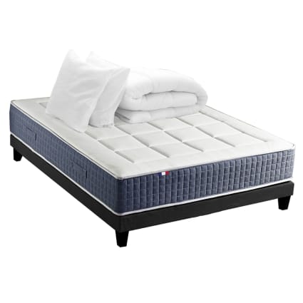 Matelas hybride sommier couette oreiller noir 160x200 | Maisons du Monde