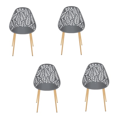 Lot de 4 chaises d'extérieur en polypropylène gris Calvi | Maisons du Monde