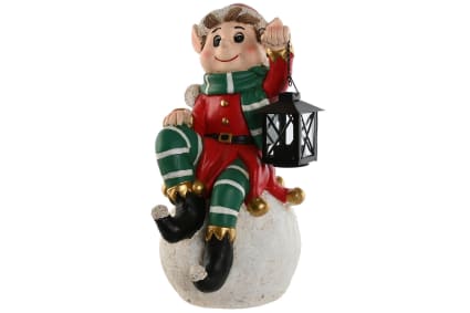 Figura elfo navidad led magnesia rojo 26x26x42cm | Maisons du Monde