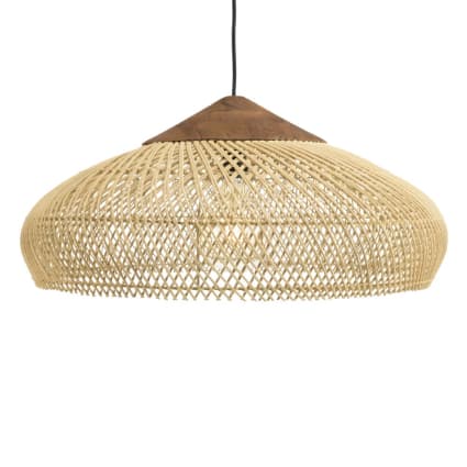 Suspension 65x65cm en rotin couleur naturelle et teck recycl‚ Alida ...