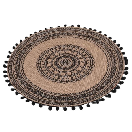 Set de table noir en jute avec pompons Diam. 38 cm Azusa douceur d ...