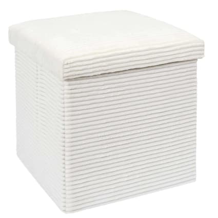 Pouf de rangement pliable effet côtelé beige Scott | Maisons du Monde