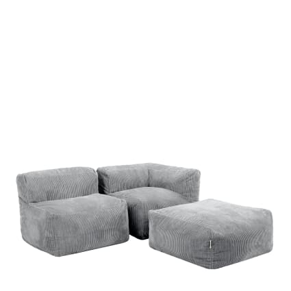 Conjunto de sofá puf de 3 piezas: rincón, sillón y reposapiés gris Zen ...