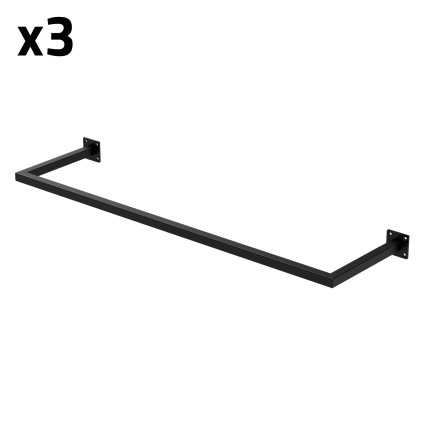 Kleiderstange 3er Set Rechteck T30 cm x B110 cm Schwarz aus Stahl ...