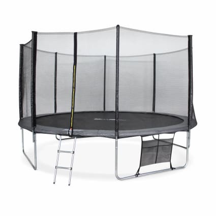 Trampolin Ø430cm grau mit Sicherheitsnetz, Leiter, Plane, Schuhnetz ...