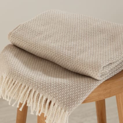 Plaid 70% Coton Beige 130x170 cm Haze | Maisons du Monde