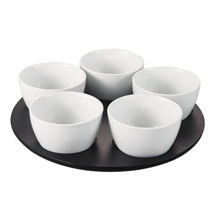 Service apéritif 6 pièces 33 cm blanc en céramique | Maisons du Monde
