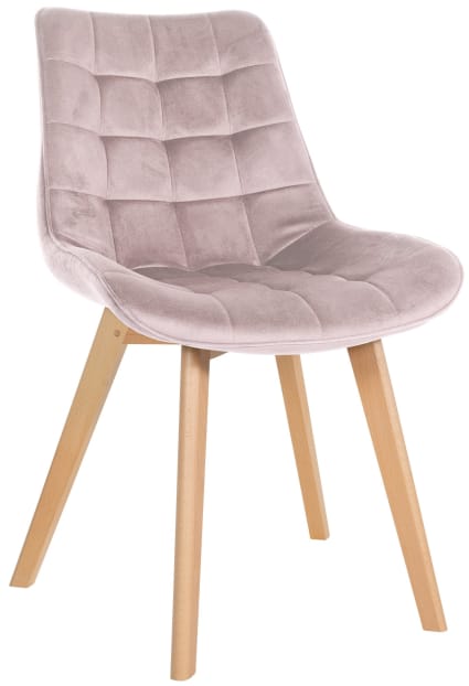Esszimmerstuhl mit Holzgestell gesteppt aus Samt pink Brook | Maisons ...