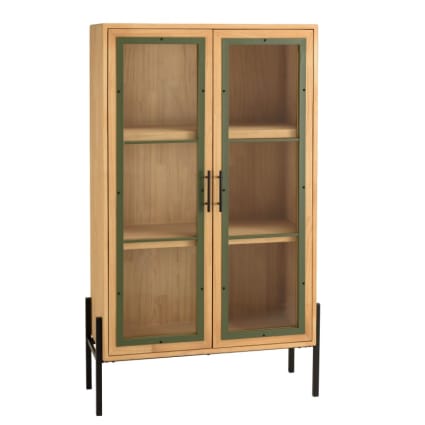 Vaisselier 2 portes vitrées encadrement vert pin Helena | Maisons du Monde