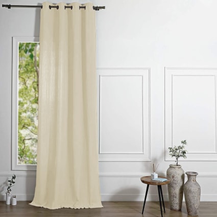 Rideau à oeillets gaze de coton sable 140x240 Carla | Maisons du Monde