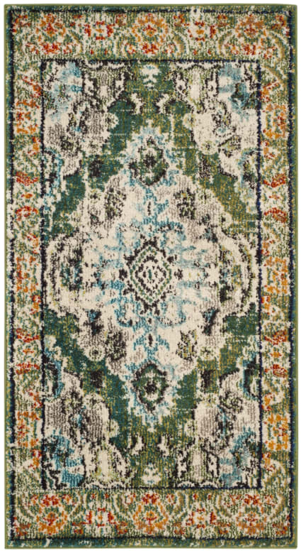 Tapis vert forêt/bleu clair 66 x 305 cm Monaco | Maisons du Monde