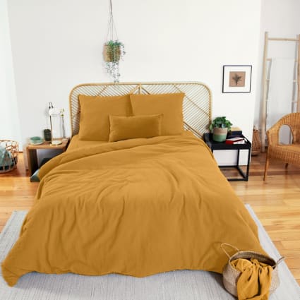 Parure de lit 220x240 cm Gaze de Coton Miel Ozen | Maisons du Monde