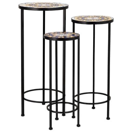 3 staffe in mosaico e ferro battuto D30x68h-D25x57h-D20x51h cm Nero ...