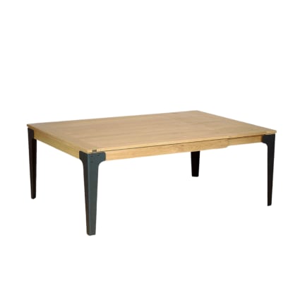 Table carrée en chêne et métal 1 rallonge 8/10 couverts noire Athena ...