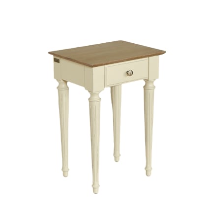 Table de chevet style classique plateau en chêne, 1 tiroir blanc Hannah ...