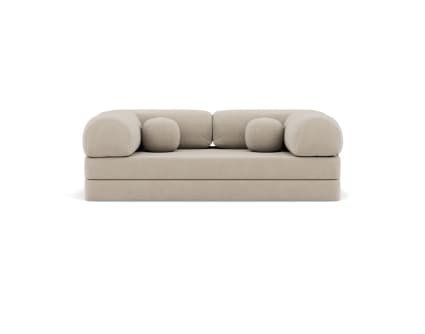 Canapé 3 places convertible en velours texturé beige Nebula | Maisons ...