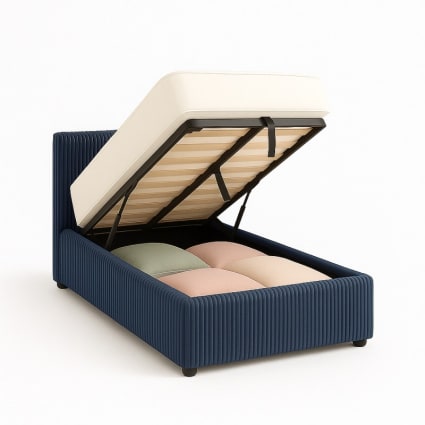 Cama canapé con cabecero en pana azul 90x190 cm Colisée | Maisons du Monde