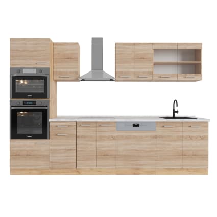 Cuisine avec armoire haute PT Marbre Sonoma 300x81,6cm | Maisons du Monde