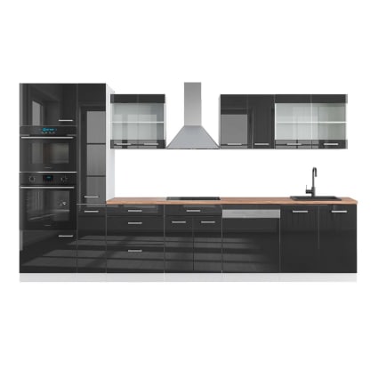 Ligne cuisine armoire haute PT Chêne Anthracite brillant 35 350x81.6cm ...