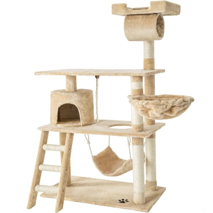 Albero tiragraffi 141 cm cuccia, piattaforma, tunnel e amaca beige ...