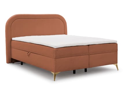 Lit boxspring 160x200 avec coffre de rangement et pieds dorés Sonna ...