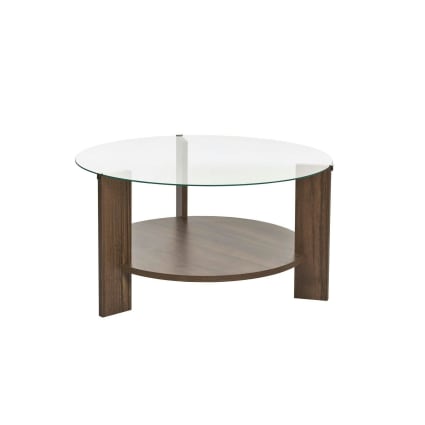 Table basse ronde 75 cm verre et décor noyer Salta | Maisons du Monde
