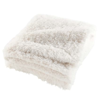 Plaid chaud imitation fourrure cocooning polyester naturel 220 x 1 ...